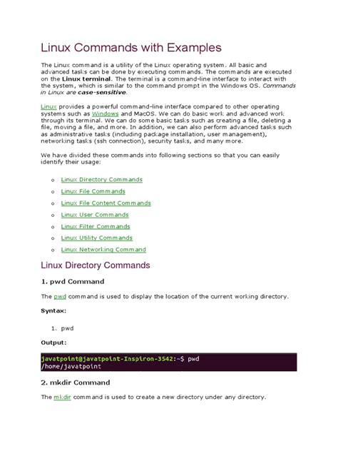 linux commands pdf command line interface computer file