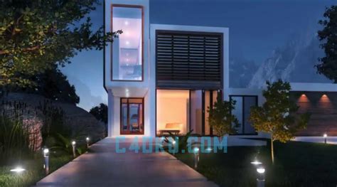 3ds Max建筑设计室外夜景别墅v Ray渲染全面系统学习案例教程3d资源下载 C4d库