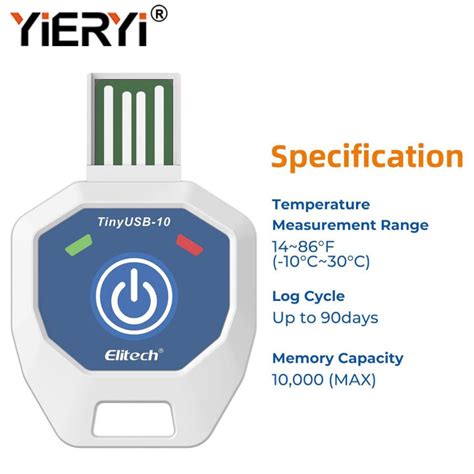 Yieryi Digital USB Temperature Data Logger High Precision Disposable TEMP Recorder With 10000