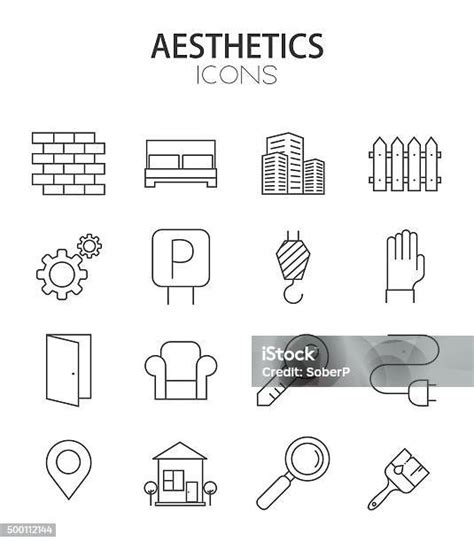 벡터 현대적이다 여윔 꺾은선형 평편 디자인식 아이콘 세트 0명에 대한 스톡 벡터 아트 및 기타 이미지 0명 2015년 건축 Istock