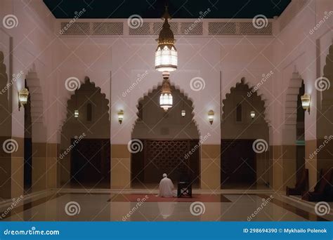 muslim man praying in the mosque neural network ai generated stock