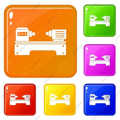 선반 기계 아이콘 세트 컬렉션 벡터 6 색상 흰색 배경에 고립 제조 수집 외딴 Png 일러스트 및 벡터 에 대한 무료 다운로드 Pngtree