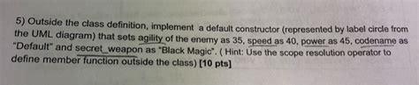 Solved 5 Outside The Class Definition Implement A Default