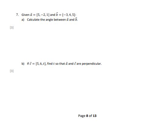 7 Given Veca 5 21 And Vecb 345 A Calculate StudyX