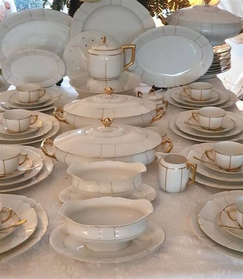 Victoria China Czechoslovakia Dinner And Tea Set Art Deco Gold Tea Set Porcelain Tea Set