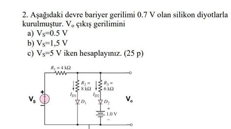 A If Vs 0 5V Find The Vo B If Vs 1 5V Find The Chegg Com