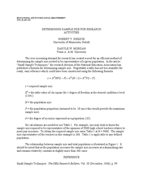 determining sample size for research activities pdf sample size