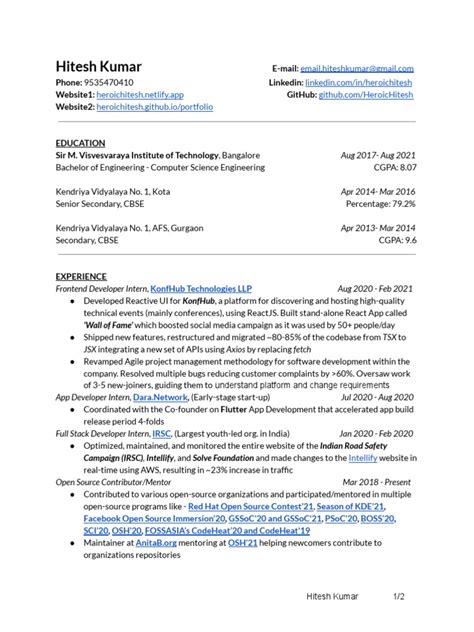 Hitesh Kumar Heroichitesh Portfolio Pdf Computing Computer Science