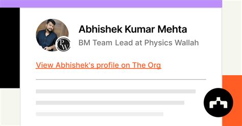 Abhishek Kumar Mehta Bm Team Lead At Physics Wallah The Org