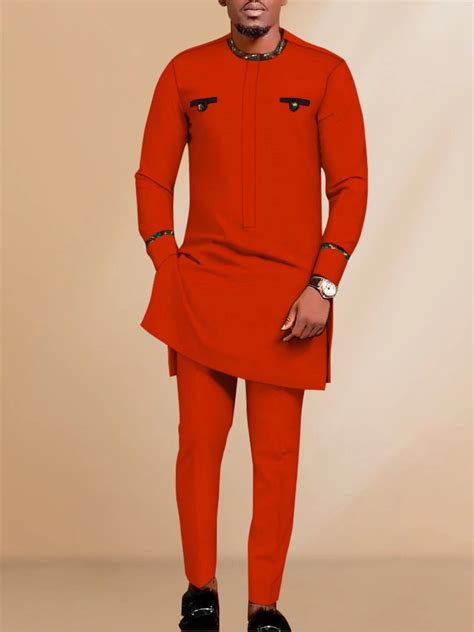 African Mens Clothing Traditional Dashiki Ankara Top And Pant Set Long