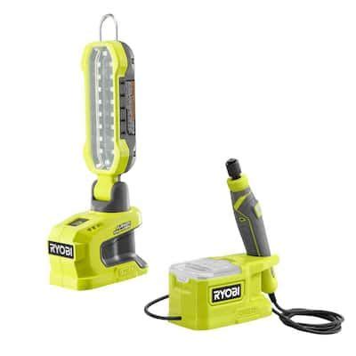 Ryobi One V Cordless Tool Combo Kit With Hybrid Led Project Light And Cordless Precision