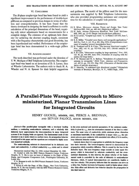 2 5 A Parallel Plate Waveguide Approach To Microminiaturized Planar Transmission Lines For