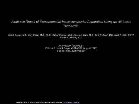 Anatomic Repair Of Posteromedial Meniscocapsular Separation Using An
