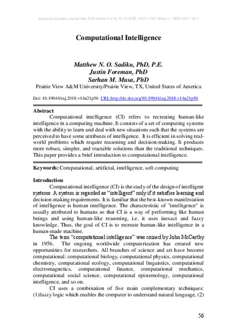 Pdf Computational Intelligence