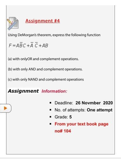 solved assignment 4 using de morgan s theorem express the