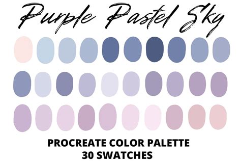 Procreate Color Palette Purple Pastel Sky 30 Swatches Ph