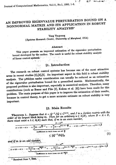 Pdf An Improved Eigenvalue Perturbation Bound On A Nonnormal Matrix
