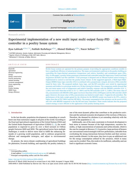 Pdf Experimental Implementation Of A New Multi Input Multi Output Fuzzy Pid Controller In A
