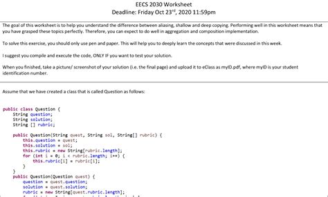 eecs 2030 worksheet deadline friday oct 23rd 2020