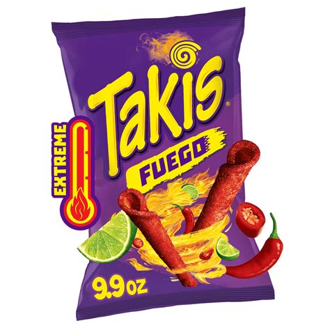 Takis Fuego Rolled Tortilla Chips Hot Chili Pepper Y Lima Con Sabor Ar