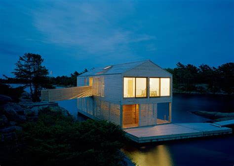 Floating House Bobs On The Surface Of Canadas Lake Huron