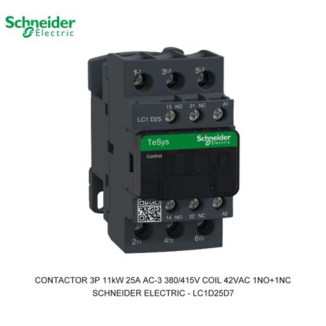 Contactor 3p 11kw 25a Ac 3 380 415v Coil 42vac 1no 1nc