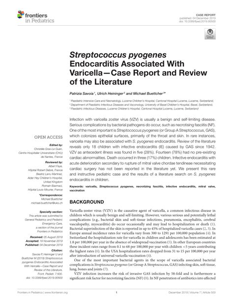 Pdf Streptococcus Pyogenes Endocarditis Associated With Varicella—case Report And Review Of