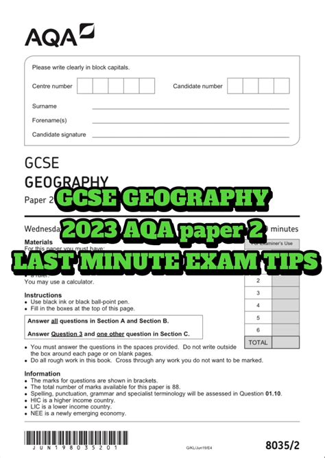 gcse geography aqa paper 2 last minute tips tiktok
