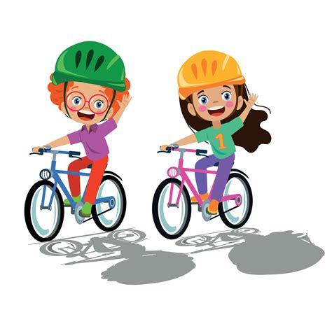 Cute Boys And Girls Riding Bikes 14830421 Vector Art At Vecteezy
