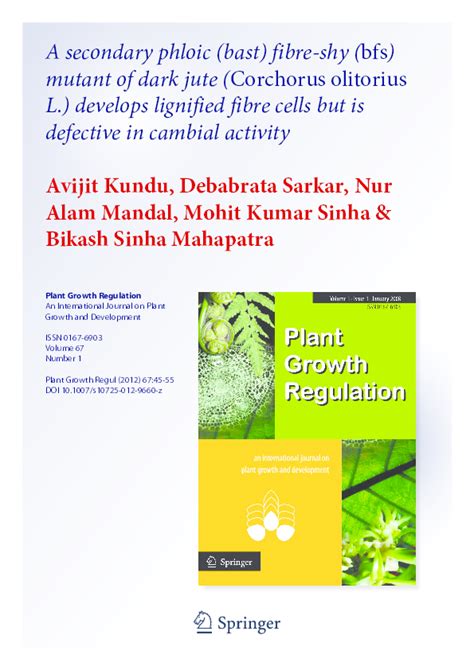 Pdf Kundu Et Al2012plant Growth Reguldoi 101007 S10725 012 9660 Z