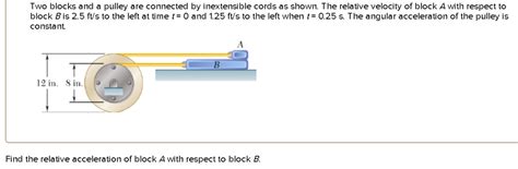 SOLVED Two Blocks And A Pulley Are Connected By Inextensible Cords As