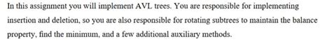 Solved In This Assignment You Will Implement Avl Trees You