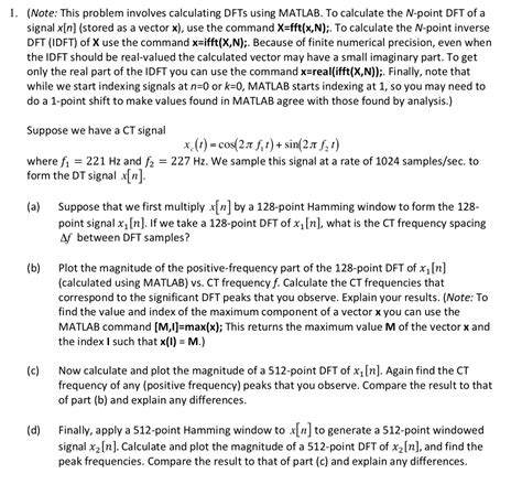 note this problem involves calculating dfts using