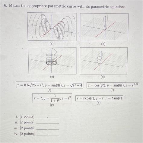 Solved 6 Match The Appropriate Parametric Curve With Its