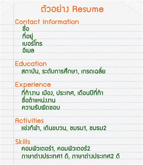 ภาษาอังกฤษ เรซูเม Resume