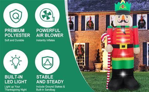 12 Ft Christmas Nutcracker Soldier Inflatables Outdoor Yard Decorations Blow Up