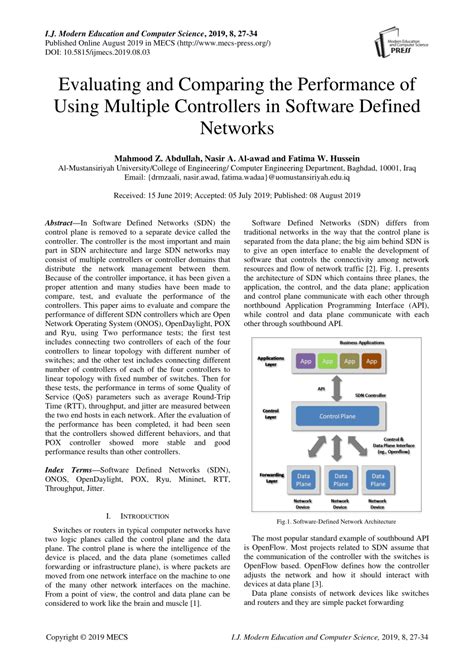 Pdf Evaluating And Comparing The Performance Of Using Multiple Controllers In Software Defined