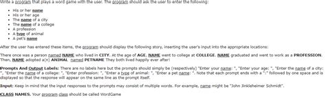 Solved Write A Program That Plays A Word Game With The User