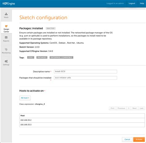 cfengine 3 10 documentation configure and deploy a policy using sketches