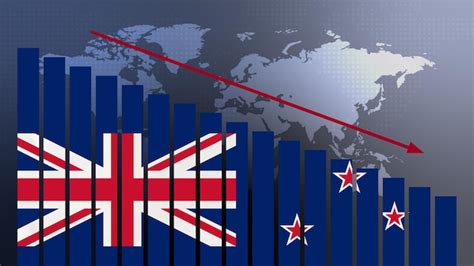 Premium Photo New Zealand Flag On Bar Chart Concept With Decreasing