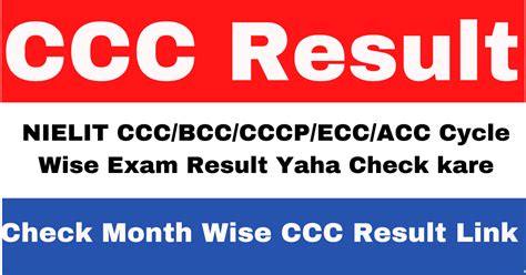 Ccc Result 2024 Link Nielit Ccc Bcc Cccp Exam Certificate