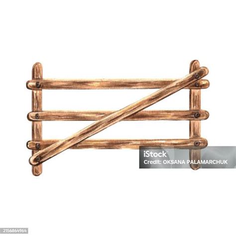 나무 울타리 게이트 컨트리 하우스 농장을 위한 갱도지주 국경 손으로 그린 수채화 그림이 분리되어 있습니다 말 장벽 외관입니다