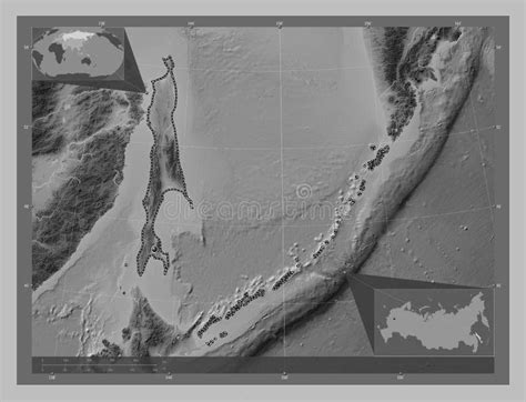 Russia Sakhalin Scala Di Grigi Capitale Illustrazione Di Stock