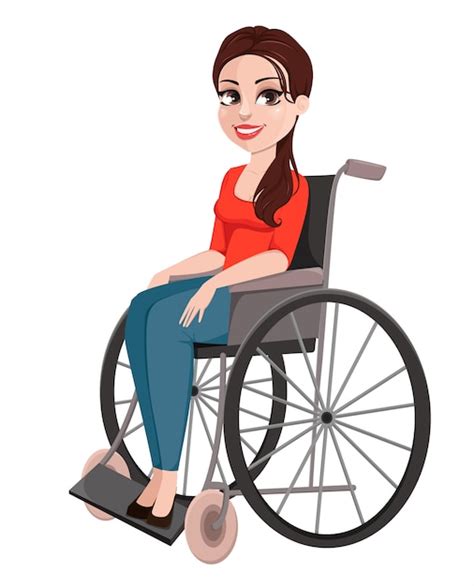 Chica Alegre En Silla De Ruedas Vector Premium