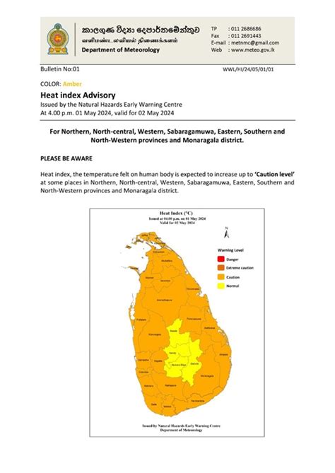Heat Index Advisory Issued To Seven Provinces Today Newswire