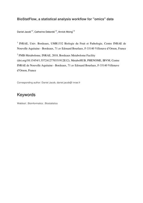 pdf biostatflow statistical analysis workflow for omics data
