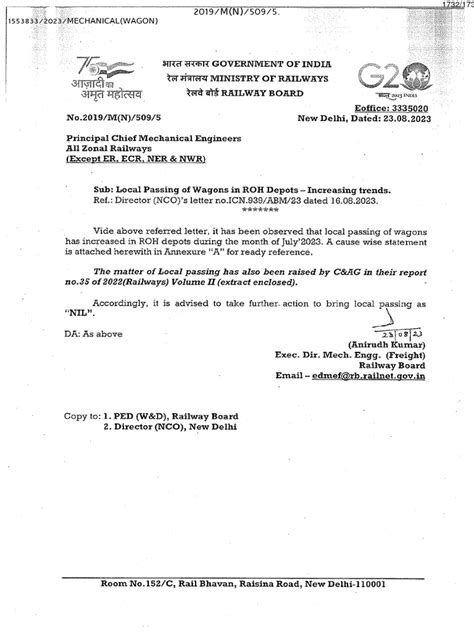 Railway Board Letter Pdf