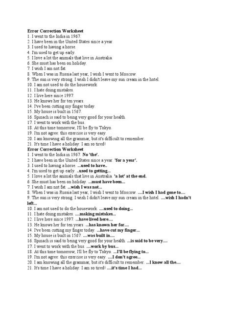 Error Correction Worksheet Pdf Worksheets Library