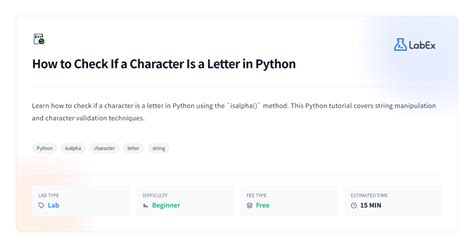Python Isalpha 사용법 문자열에서 문자 확인하기 Labex