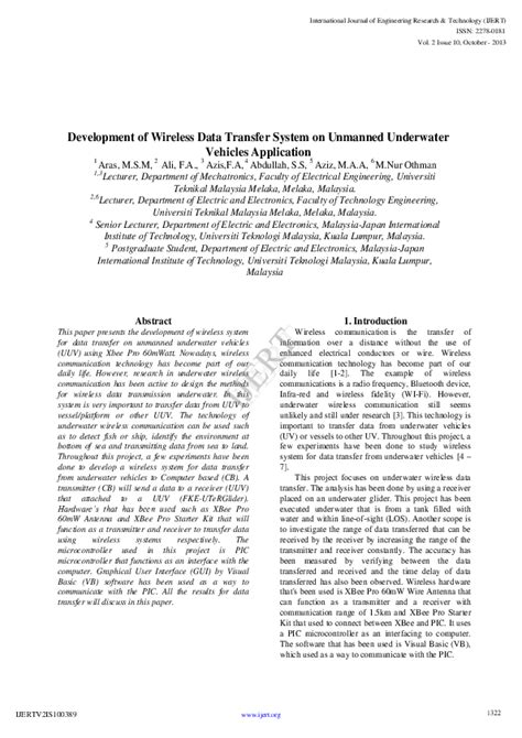 pdf development of wireless data transfer system on unmanned underwater vehicles application